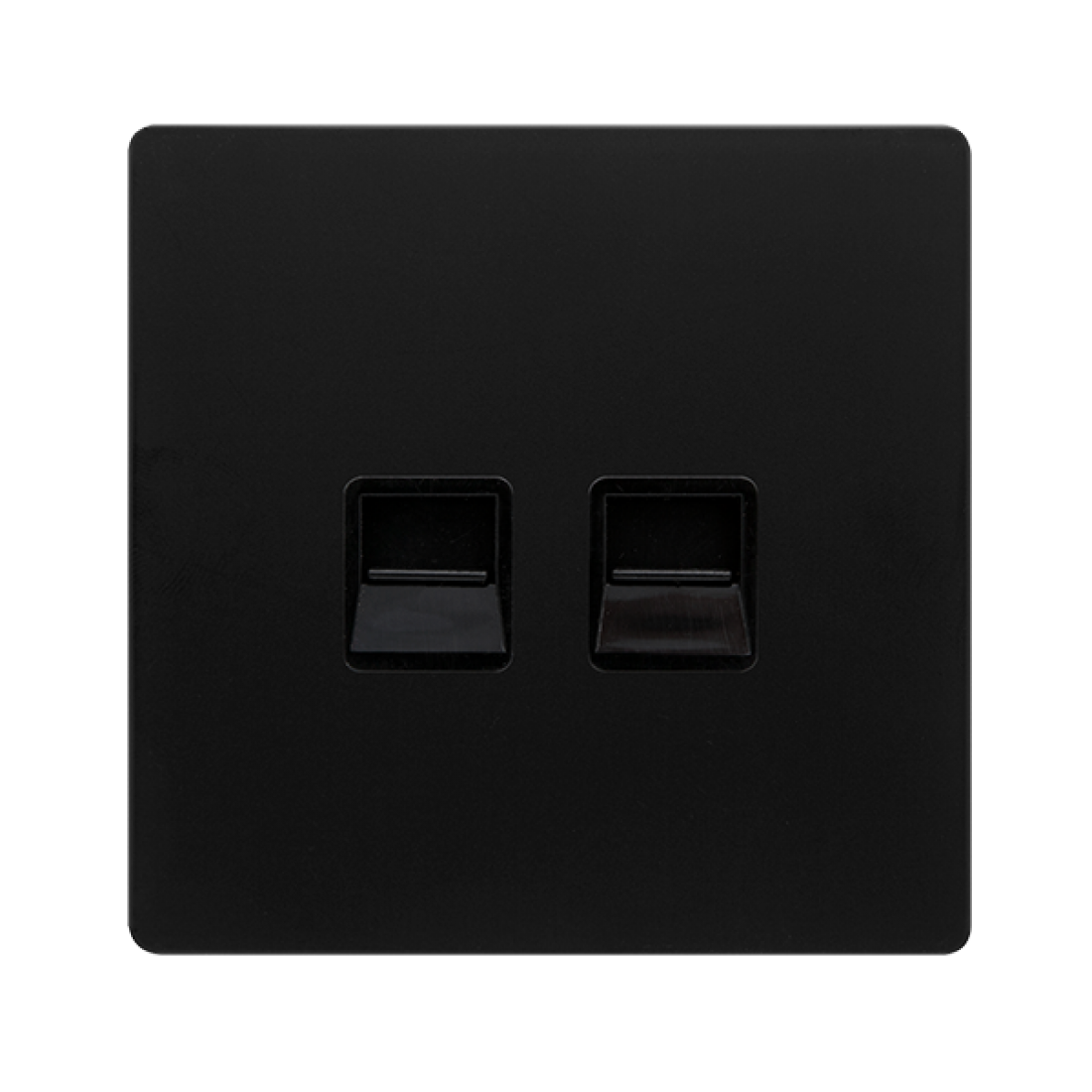 TWIN TELEPHONE SECONDARY OUTLET - MATT BLACK COVER